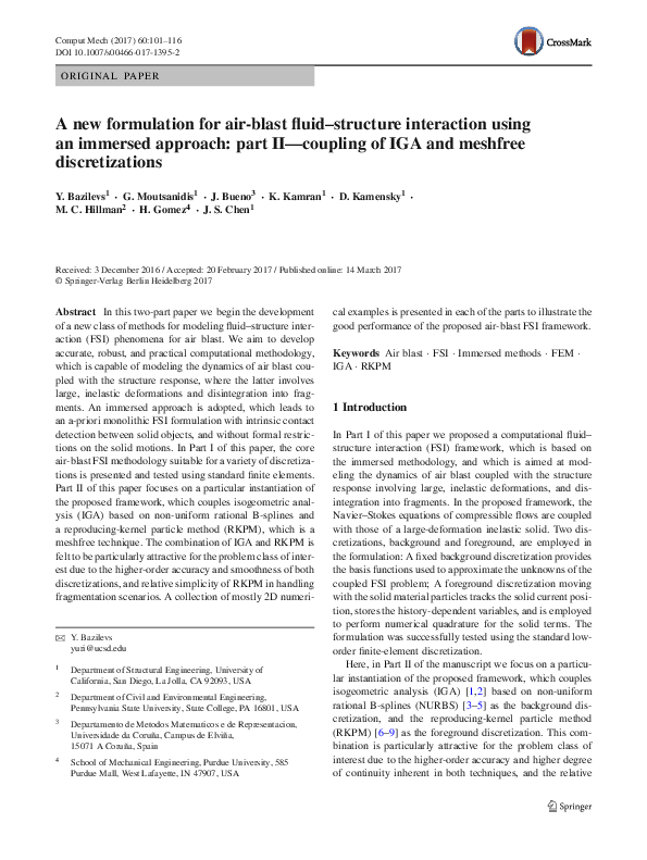 (PDF) A new formulation for air-blast fluid–structure interaction using ...