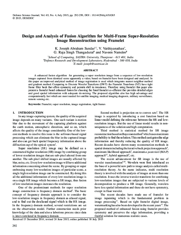(PDF) Fusion Algorithm for Multi-Frame Super-Resolution