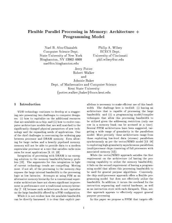 (PDF) Flexible parallel processing in memory: architecture+ programming ...