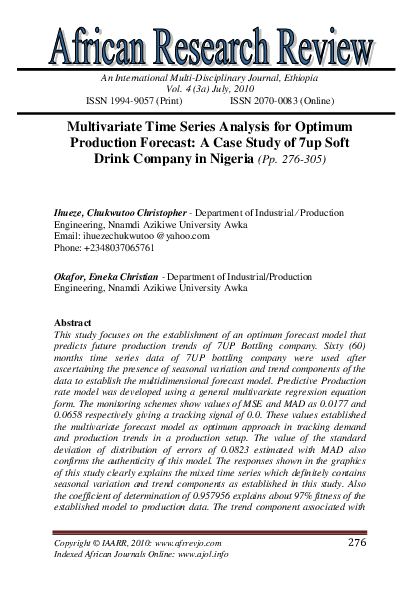 (PDF) Multivariate Time Series Analysis for Optimum Production Forecast ...