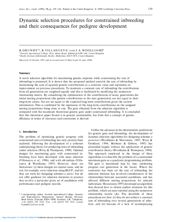 (PDF) Dynamic selection procedures for constrained inbreeding and their consequences for ...