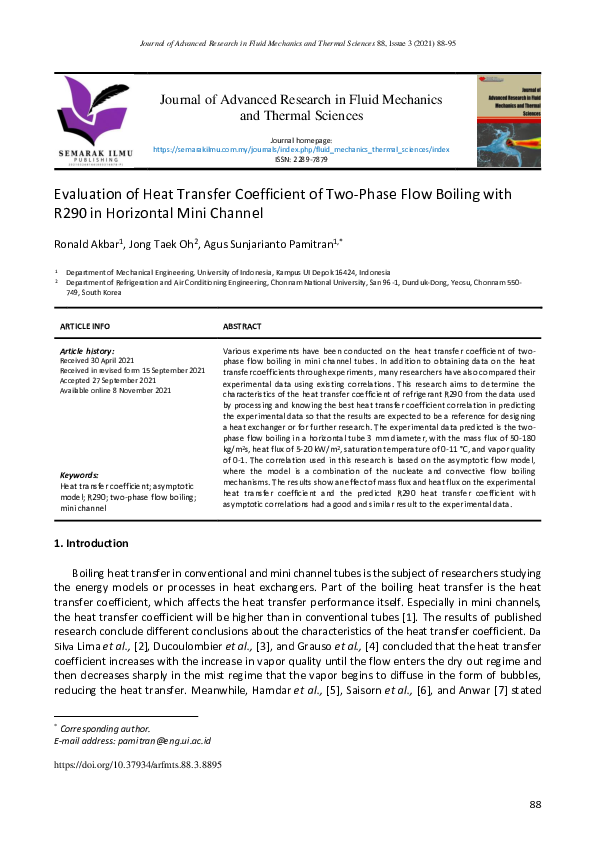 (PDF) Evaluation of Heat Transfer Coefficient of Two-Phase Flow Boiling with R290 in Horizontal ...