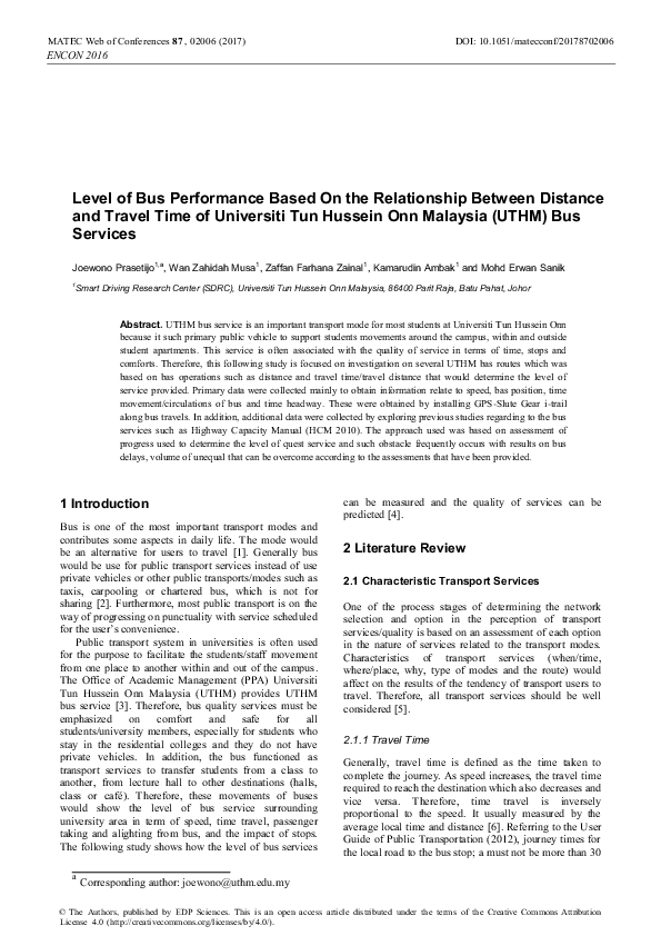 (PDF) Level of Bus Performance Based On the Relationship Between ...