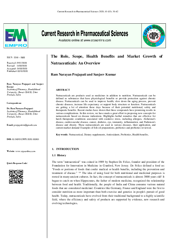 (PDF) The Role, Scope, Health Benefits and Market Growth of ...