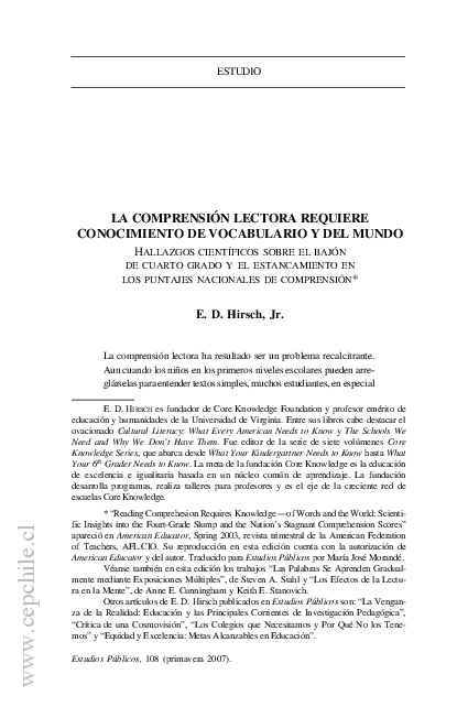 (PDF) La comprensión lectora requiere conocimiento de vocabulario y del ...