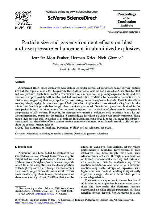 (PDF) Particle size and gas environment effects on blast and ...