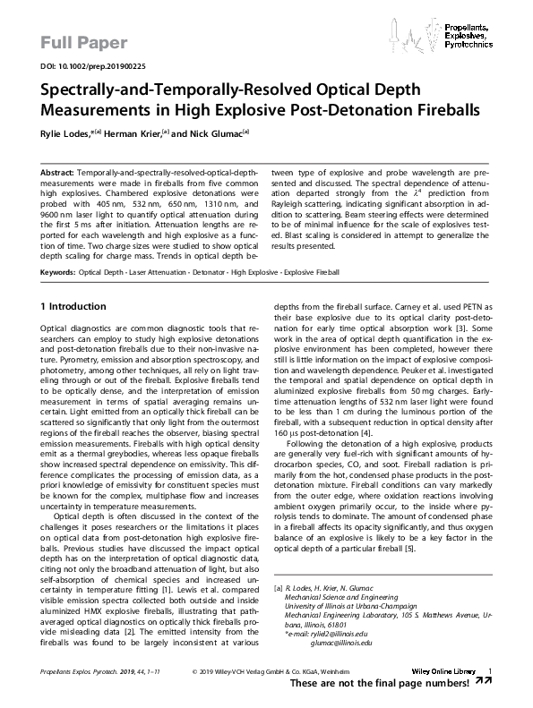 (PDF) Spectrally‐ and Temporally‐Resolved Optical Depth Measurements in ...