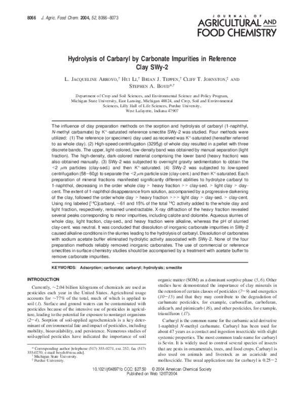 (PDF) Hydrolysis of Carbaryl by Carbonate Impurities in Reference Clay ...