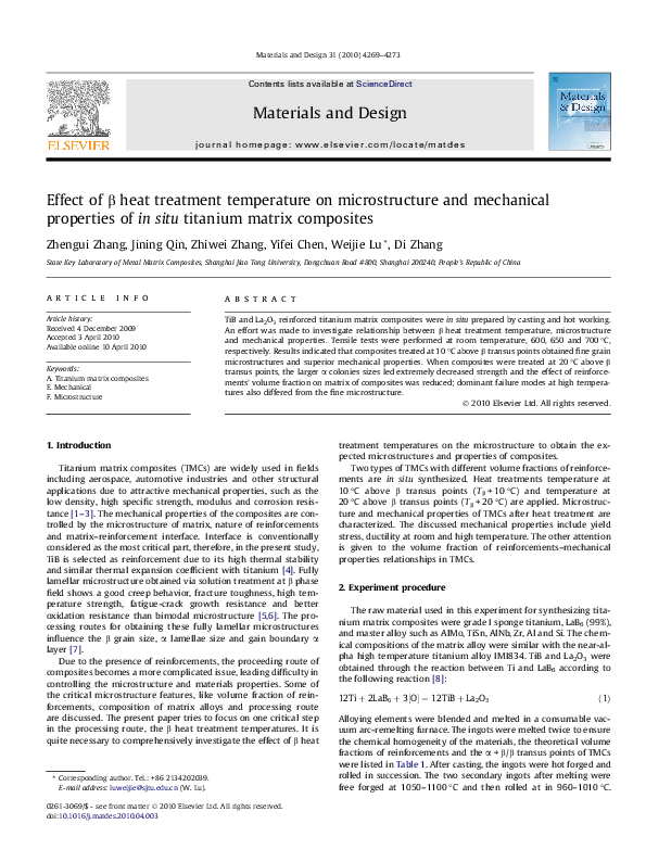 (PDF) Effect of β heat treatment temperature on microstructure and mechanical properties of in ...