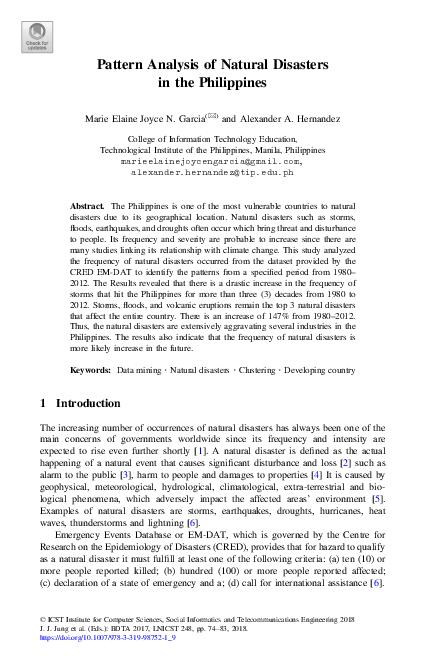 (PDF) Pattern Analysis of Natural Disasters in the Philippines