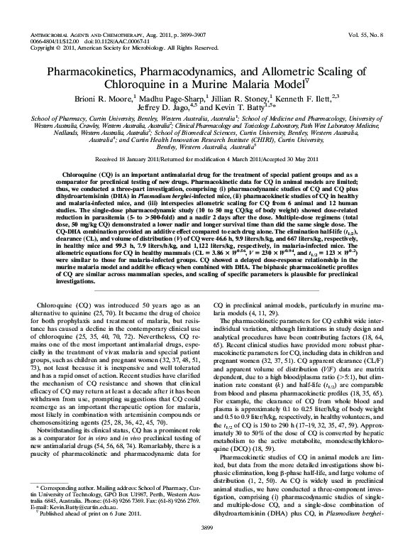 Pharmacokinetics, Pharmacodynamics, and Allometric Scaling of ...
