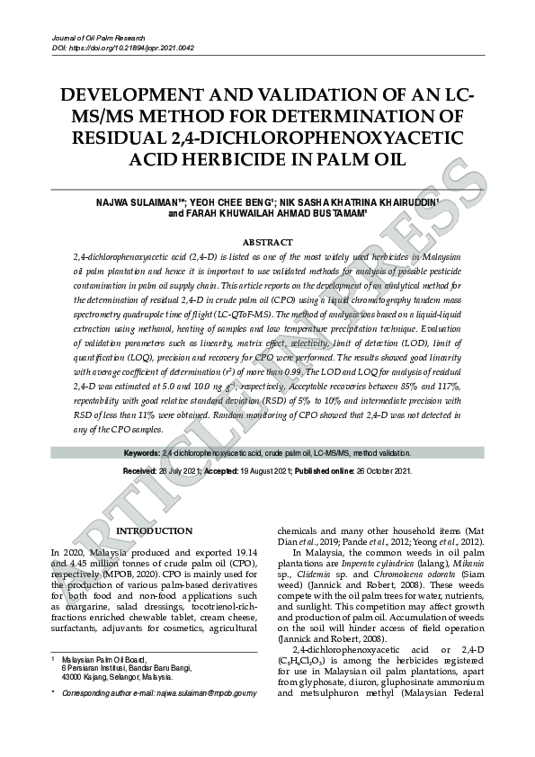 Pdf Development And Validation Of An Lcms Ms Method For