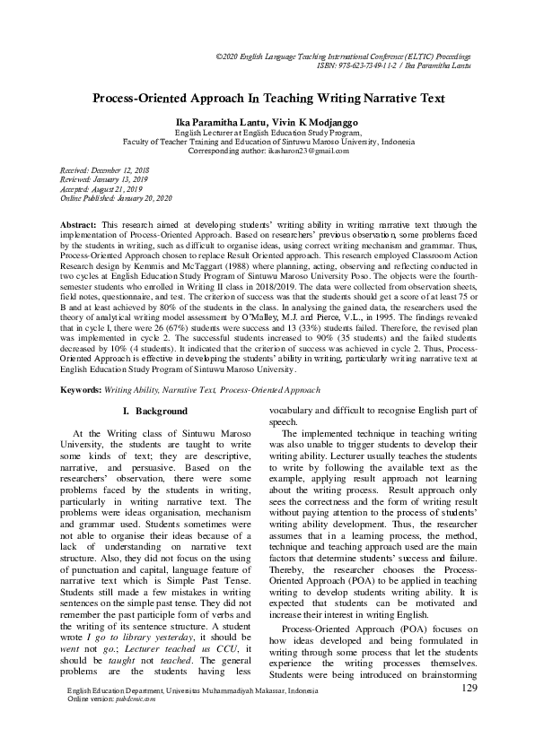 (PDF) Process-Oriented Approach In Teaching Writing Narrative Text