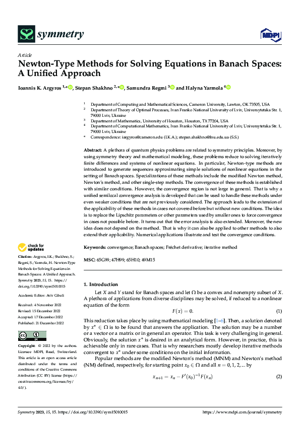 (PDF) Newton-Type Methods for Solving Equations in Banach Spaces: A ...
