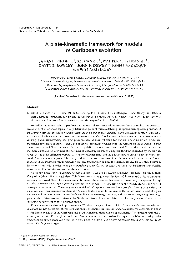 (PDF) A plate-kinematic framework for models of Caribbean evolution