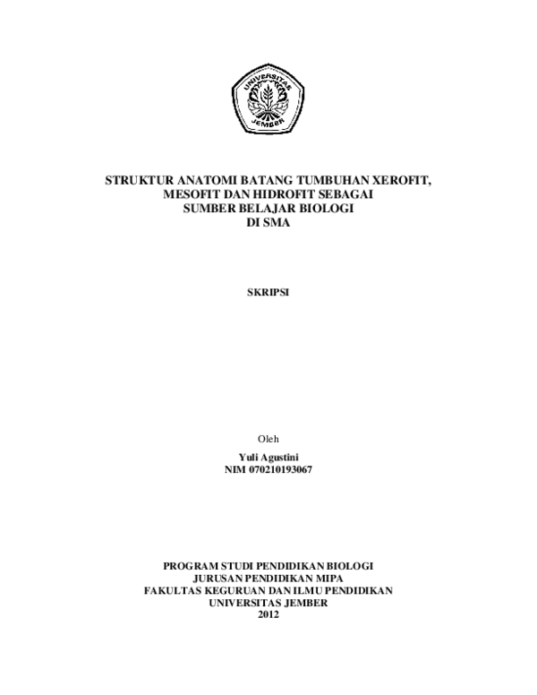 (PDF) Struktur Anatomi Batang Tumbuhan Xerofit, Mesofit Dan Hidrofit ...
