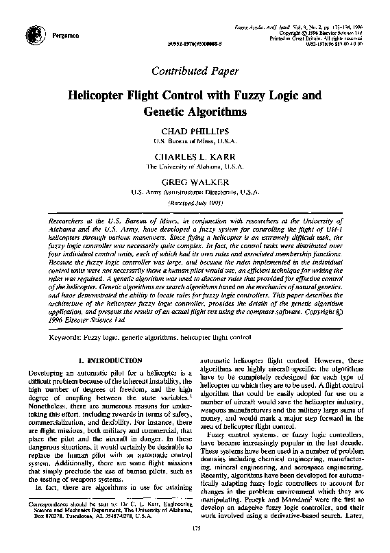 (PDF) Helicopter flight control with fuzzy logic and genetic algorithms