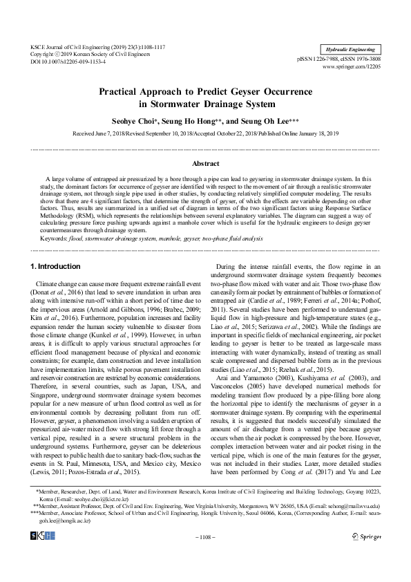 (PDF) Practical Approach to Predict Geyser Occurrence in Stormwater Drainage System