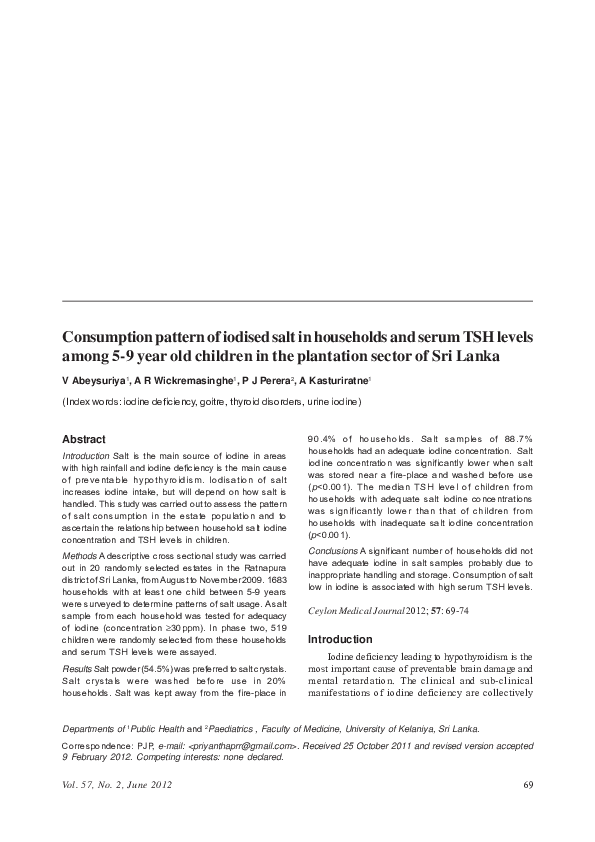 (PDF) Consumption pattern of iodised salt in households and serum TSH ...
