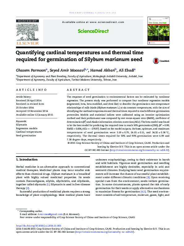 (PDF) Quantifying cardinal temperatures and thermal time required for ...