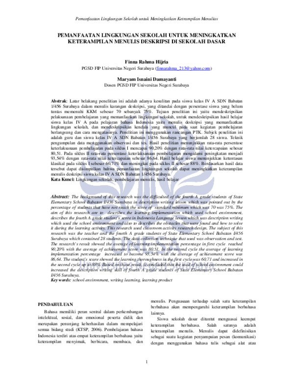 (PDF) Pemanfaatan Lingkungan Sekolah Untuk Meningkatkan Keterampilan ...