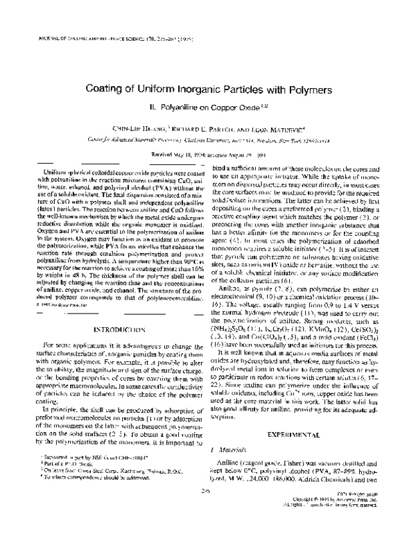 (PDF) Coating of Uniform Inorganic Particles with Polymers