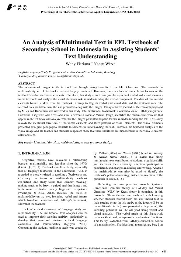 (PDF) An Analysis of Multimodal Text in EFL Textbook of Secondary ...