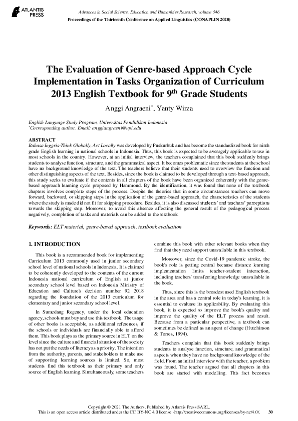 (PDF) The Evaluation of Genre-based Approach Cycle Implementation in ...