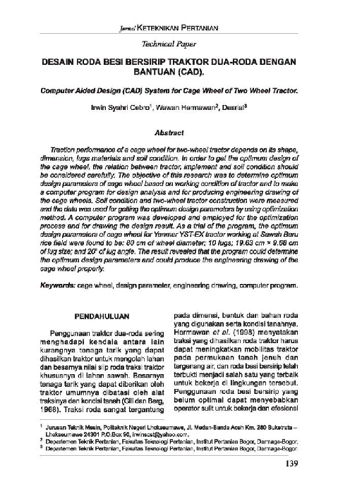 (PDF) Desain Roda Besi Bersirip Traktor Dua-Roda dengan Bantuan (CAD)