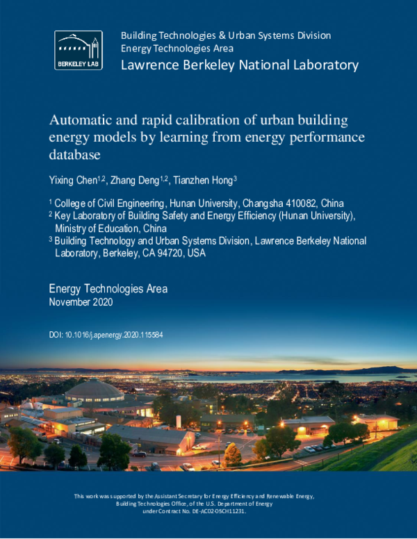 Pdf Automatic And Rapid Calibration Of Urban Building Energy Models By Learning From Energy