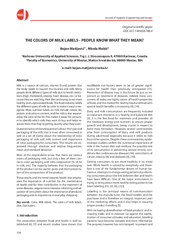 (PDF) The colors of milk labels-people know what they mean?