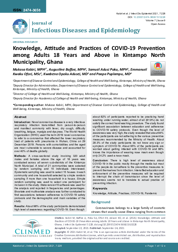 (PDF) Knowledge, Attitude and Practices of COVID-19 Prevention among ...