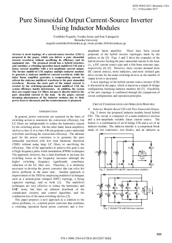 (PDF) Pure sinusoidal output current-source inverter using inductor modules