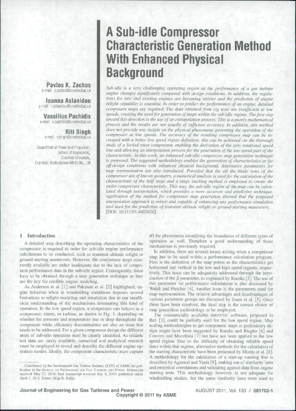 (PDF) A Sub-idle Compressor Characteristic Generation Method With ...