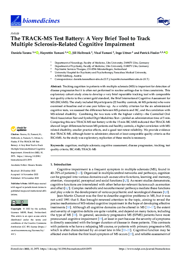 (PDF) The TRACK-MS Test Battery: A Very Brief Tool to Track Multiple ...