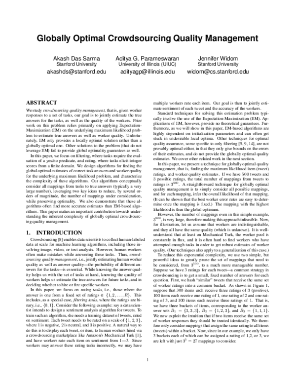 (PDF) Globally Optimal Crowdsourcing Quality Management: Full technical ... (PDF) Globally Optimal Crowdsourcing Quality Management: Full technical ...