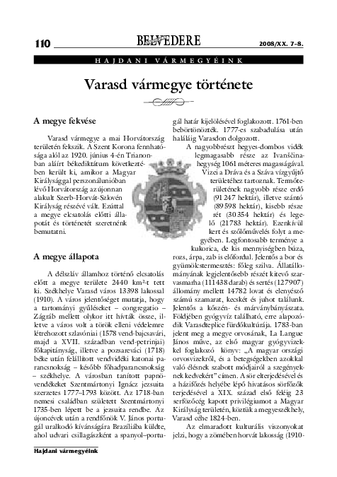 (PDF) Varasd vármegye története