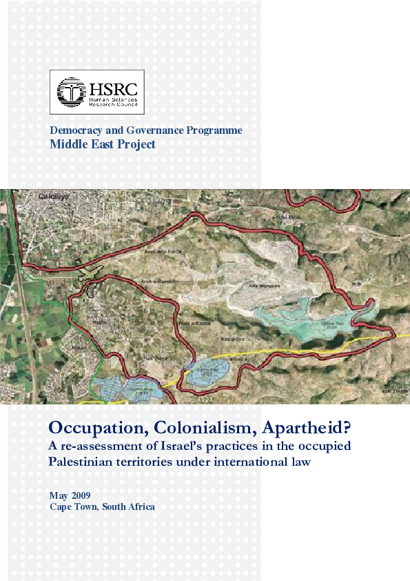 Occupation, colonialism, apartheid? A re-assessment of Israel’s ...