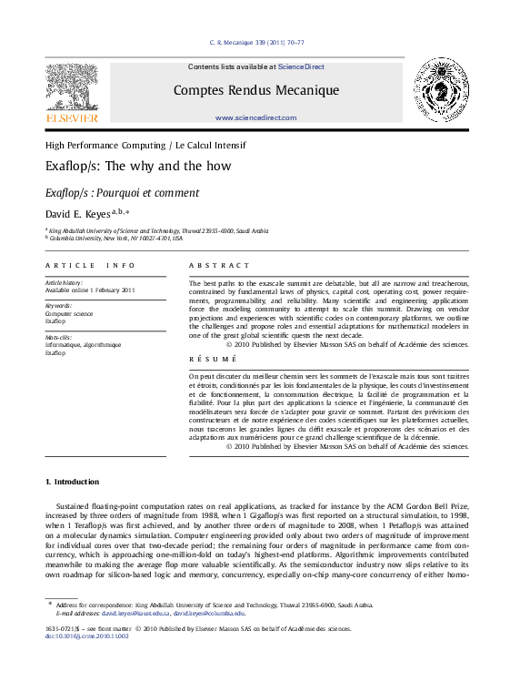 (PDF) Exaflop/s: The why and the how