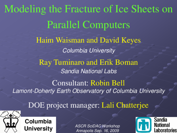 (PDF) Modeling the Fracture of Ice Sheets on Parallel Computers