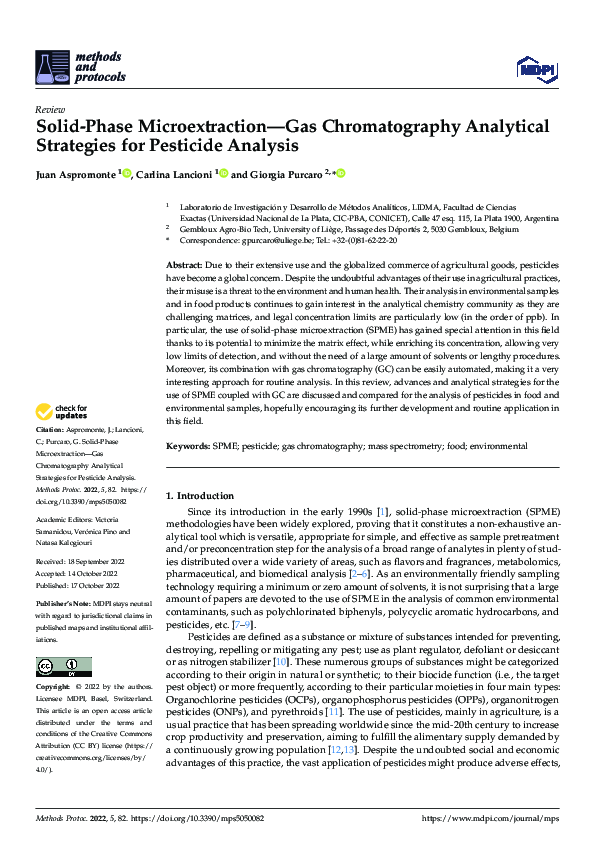 Pdf Solid Phase Microextraction—gas Chromatography Analytical Strategies For Pesticide Analysis