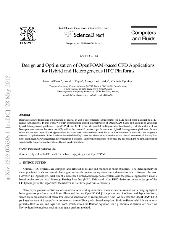 Pdf Design And Optimization Of Openfoam Based Cfd Applications For