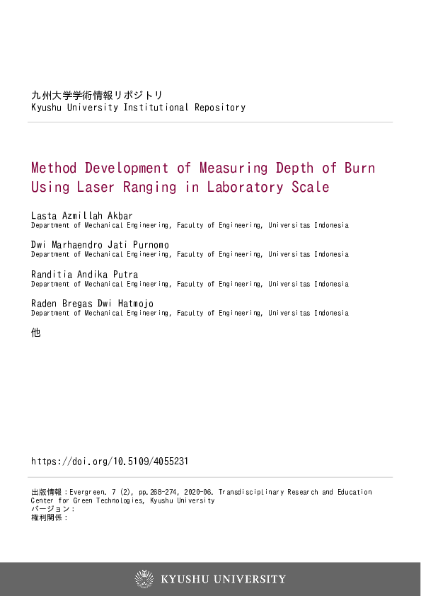 (PDF) Method Development of Measuring Depth of Burn Using Laser Ranging ...