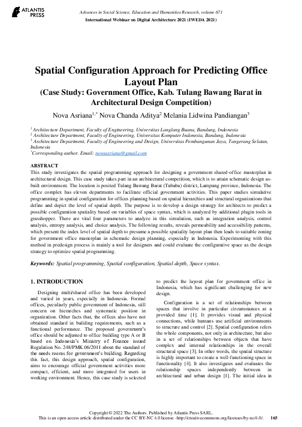 Pdf Spatial Configuration Approach For Predicting Office Layout Plan