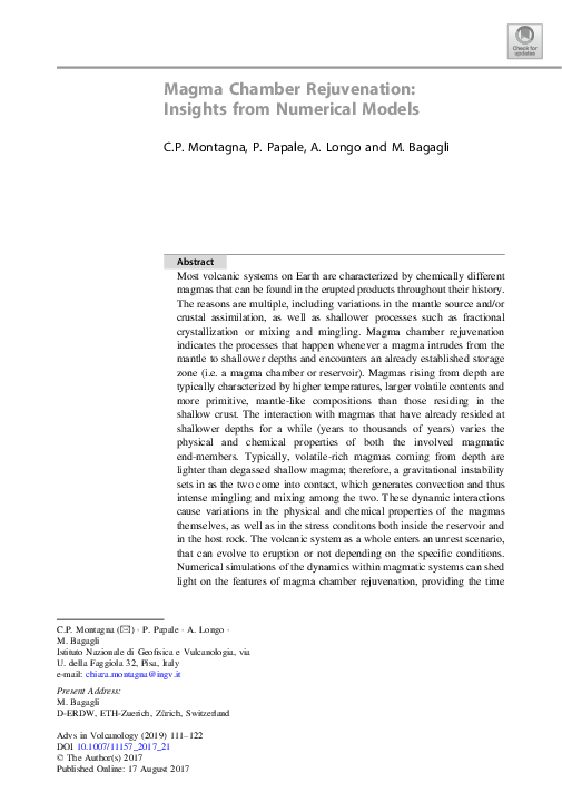 (PDF) Magma Chamber Rejuvenation: Insights from Numerical Models