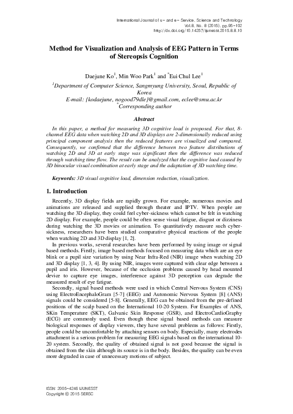 (PDF) Method for Visualization and Analysis of EEG Pattern in Terms of Stereopsis Cognition