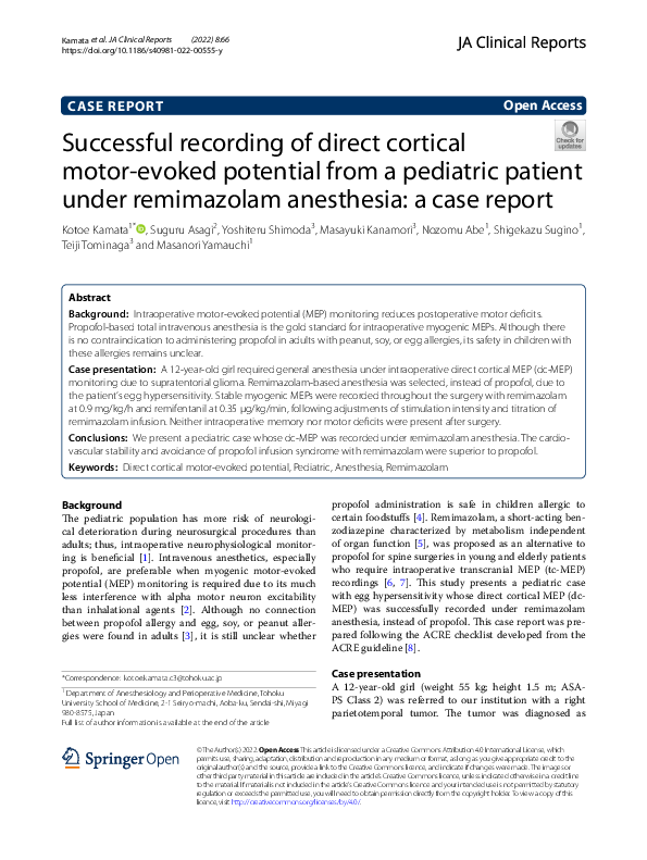 (PDF) Successful recording of direct cortical motor-evoked potential ...