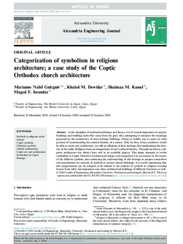 Categorization of symbolism in religious architecture; a case study of ...