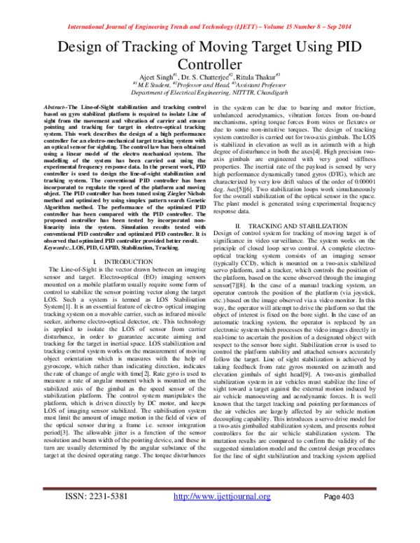 (PDF) Design of Tracking of Moving Target Using PID Controller