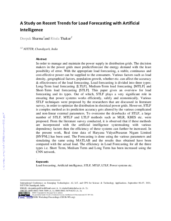 (PDF) A Study on Recent Trends for Load Forecasting with Artificial Intelligence